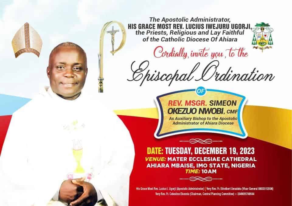 Episcopal Ordination of Msgr Simeon Okezuo Nwobi, CMF - Claretian ...